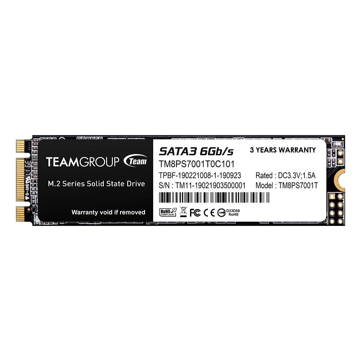 TEAMGROUP MS30 1TB with SLC Cache 3D NAND TLC M.2 2280 SATA III 6Gb/s Internal Solid State Drive SSD (Read/Write Speed up to 530/480 MB/s) Compatible with Laptop & PC Desktop TM8PS7001T0C101