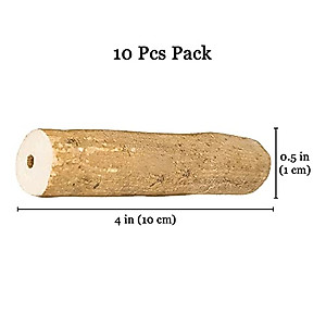 Meric Sola Sticks with Skin, Round Wood Ideal for Chewing, Foraging and Foot Toy for Parrots, Grooms Beak & Nails, Keeps Birds in Good Behavior & Physically Fit, 10 Pieces per Pack