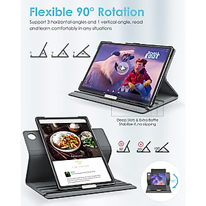 TiMOVO Compatible with Samsung Galaxy Tab A8 10.5 Case 2022, Galaxy A8 Tablet Case SM-X200/SM-X205, 90 Degree Rotating Swivel Leather Cover, Multiple Viewing Angles Folding Stand Case, Black