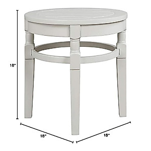 Pebble Lane Living All Weather Indoor/Outdoor Exclusive Elegant Hardwood Patio Round Side Table, 18" x 18" x 18", White