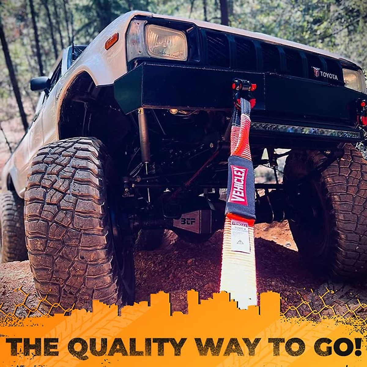 Vehiclex Off-Road Tow Recovery Kit 3" x 30' - 35000 lbs - Off Road Snatch Strap, High Visibility Industrial Grade Webbing, Protective Sleeves - 2 Heavy Duty D-Ring Shackles - Storage Bag