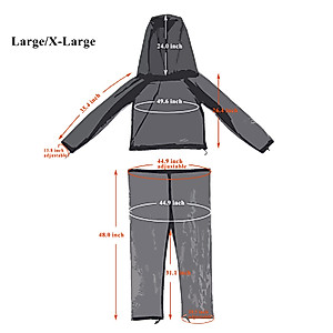 Sofiey 4 Pieces Mosquito Net Suit– Jacket Hood & Pants& Mitts & Socks Sets Light-Weight& Breathable Mesh Clothing for Men & Women, Ideal for Fishing, Hiking, Camping, Farming and Gardening (L/XL)