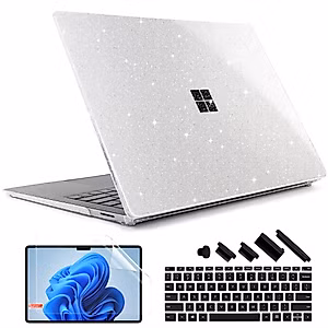 TWOLSKOO Case for 13.5" Microsoft Surface Laptop 5/4/3 with Alcantara Palm Rest Model 1950/1958/1867/1769, Protective Plastic Hard Shell & Keyboard Cover & Screen Protector & Dust Plugs, Star Clear