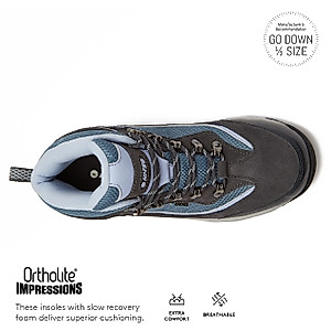 HI-TEC Skamania Mid WP Waterproof Women's Hiking Boots, New 2023 Model with High Performance Rubber Outsoles - Trail, Mountain and Backpacking Shoes - Dark Grey/Navy Blue, 7 Medium