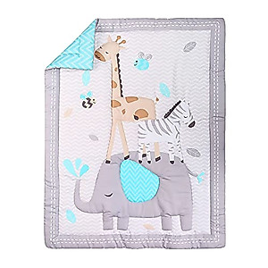 Baby Bees Animal Kingdom 4 Pieces Crib Bedding Sets for Boys and Girls | Baby Bedding Crib Set of Crib Sheet, Quilt, Dust Ruffle for Standard Size Crib