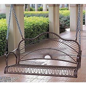International Caravan Iron Bronze Hanging Porch Swing