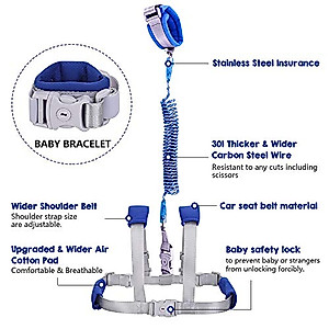 Child Backpack Leash for Toddlers & Kids | 98Inch Lengthen Child Safety Walking Leash -Blue