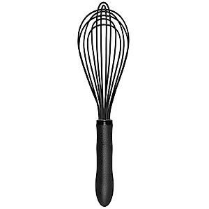 TEEVEA Silicone Whisk,Kitchen Silicone Whisks for Cooking Non Scratch,Wisking Tool Metal Wire Stainless Steel Whisk Egg Bread Silicone Wisk,Small Mini Heat Resistant Whisk 11-Inch,Black
