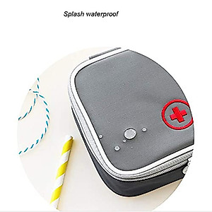 Linsiter Portable Empty First Aid Bag Small Size, Mini Travel Medicine Pouch Double Zippers Handy Pills Pocket for Travel Home (Gray)