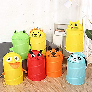 Cabilock Folding Laundry Bucket Cartoon Duck Kids Toy Container Laundry Hamper Bucket Sundries Storage Organizer Washing Basket for Home Bedrooms (Yellow)