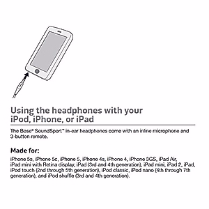 Bose SoundSport, In-Ear Sports Headphones for Apple devices, (Water and Sweat Resistant Headphones), Charcoal