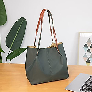 Women's Tote Bag - Trendy Oxford Canvas The Tote Bag Large for Work,Travel,Shopping (Blackish green)