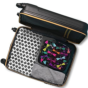 POFATO Colorful Dragonflys Travel Toiletry Bag Cosmetic Makeup Bag for Women Men Hanging Hook Wash Toiletries Portable Toiletry Bags Organizer