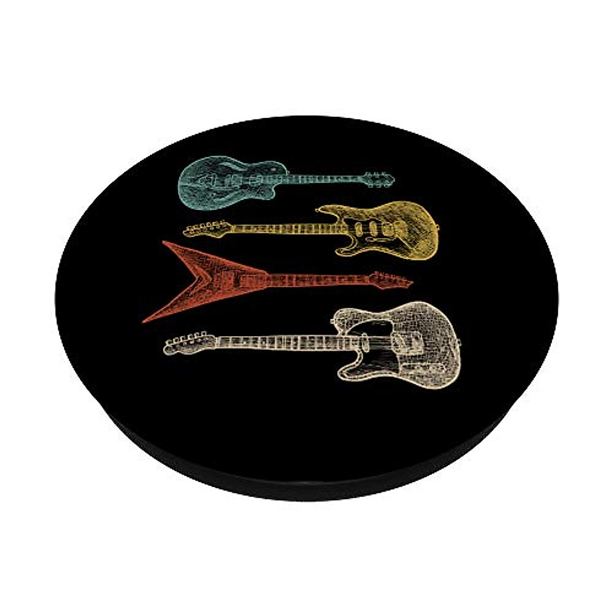 Distressed Retro Electric Guitars. Vintage Bass Guitar print PopSockets PopGrip: Swappable Grip for Phones & Tablets