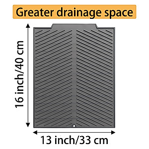 NiuYichee Expandable Dish Drying Rack in Sink, Stainless Steel Dish Drainer Rack Organizer, Dish Drainer Basket Shelf on Counter, with 16" Silicone Drainage Mat
