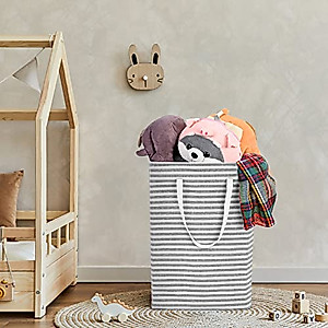 MecTo 72L Collapsible Laundry Hamper Freestanding Laundry Basket with Easy Carry Long Handles, Foldable Clothes Hamper Storage Basket for Bathroom Bedroom Dorm, Grey