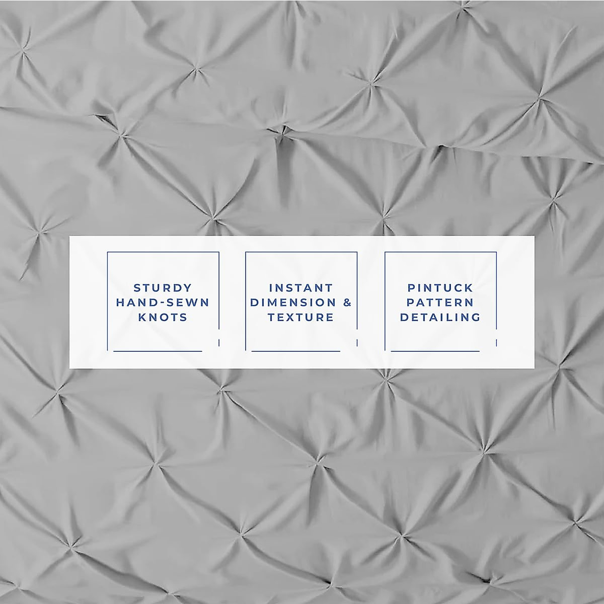 Kotton Culture 1000 Thread Count Pleated Duvet Cover - 3 Piece Duvet Set 100% Egyptian Cotton Breathable All Season with Zipper & Corner Ties Soft Comforter Cover (Silver, King)