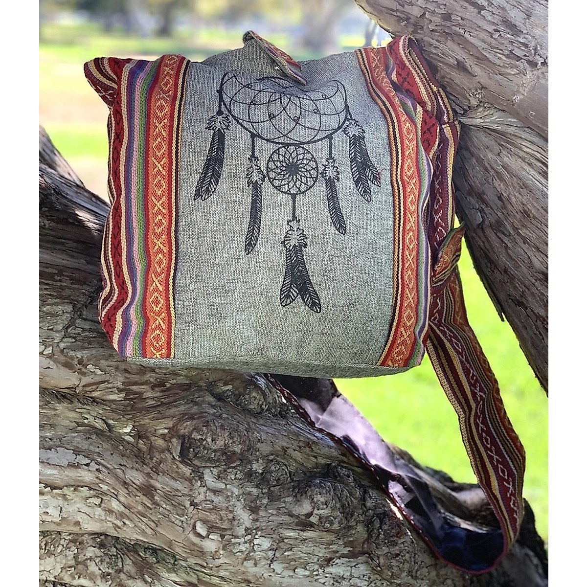Himalaya Handmade Cotton Shoulder Bag, Unique Tapestry Hippie Crossbody with Dream Catcher Print Hobo Cross body Women bag, Festival bag Sling Boho Bag/Handmade with Love., Multi Colored Orange