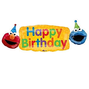 Sesame Street Birthday Party Balloons - Set Of 3 Balloon Decorations Featuring Cookie Monster And Elmo For A Special Kids Bday Centerpiece Decoration Theme