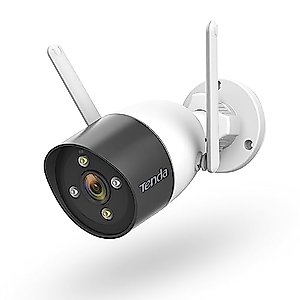 Tenda CT6 2K WiFi Cameras for Home Security Outside - Full-Color Night Vision with 2 Spotlights, Dual Antennas, AI Motion Detection, 2-Way Audio, IP66, H.265, Plug-in Outdoor Security Cameras