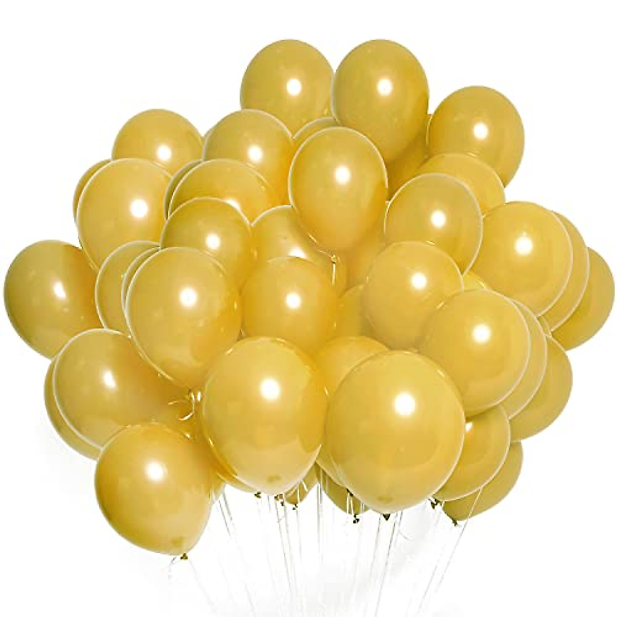 Amerimall Party Balloon, 12 Inches Solid Metallic Color, 100% Biodegradable Latex Balloons, 50-Pack, Gold