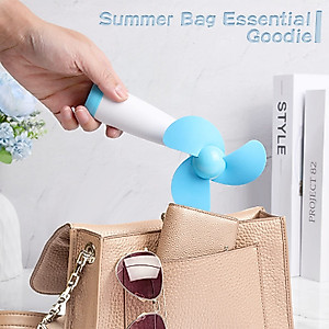 Riakrum 6 Packs Handheld Fan with Soft Foam Blades Quiet Personal Fan Mini Fan Battery Operated Tiny Fan Portable Fan for Travel Home Hiking Makeup (Blue)