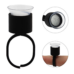 Ink Ring Cups - 50Pcs Pigment Rings Microblading Pigment Glue Rings with Sponge Ink Cups Caps Permanent Makeup Tattoo Eyelash Eyebrow Extensions Medium Holder for Microblading Supplies