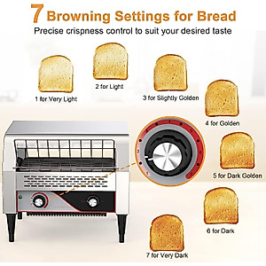 Conveyor Toaster 450 Slices/Hour - Commercial Toaster for Restaurant Heavy Duty - Auto Discharge Commercial Conveyor Toaster - 2600W Stainless Steel Toaster Oven for Buffets/Famliy Day/Camping