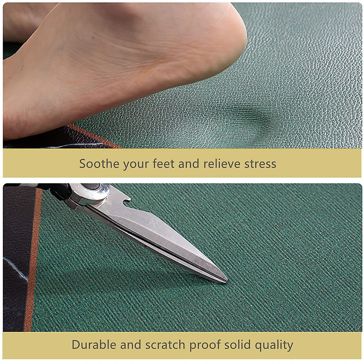 HHXY Kitchen Mat Set [2 PCS] Anti-Fatigue Kitchen Rug, Waterpoof Non-Slip Kitchen Rugs Heavy Duty PVC Ergonomic Comfort Floor Mats for Kitchen,Floor Home, Office,Sink,Laundry (Green)