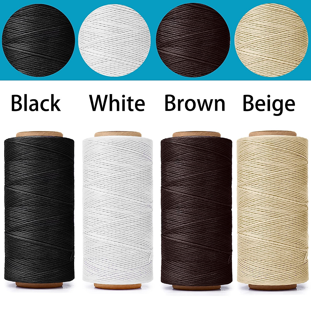 HILELIFE Waxed Thread, 568 Yards 2 PCS 150D 0.8mm Waxed Thread for Leather Sewing, Leather Thread for Hand Sewing, Leather Craft DIY, Wallets, Shoe Repairing, Book Binding (Brown)