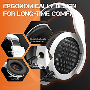 OCG Gaming Headset Dual Wireless Lossless 2.4G Bluetooth Gaming Headphones with Detachable Microphone 50mm Speakers - for PC, PS4, PS5,Smartphone,MacBook,Notebook,Tablet White