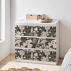 UniGoos Abstract Mushroom Peel and Stick Wallpaper Cute Pattern Temporary Wall Paper Roll Modern Self Adhesive Contact Paper for Cabinet Kids Room DIY Decor 17.7" x 118.1"