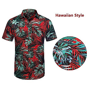 Yaopeing Men's Hawaiian Matching Set,2 Piece Summer Beach Casual Short Sleeve Shirts and Shorts