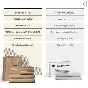 SGI bedding 600 Thread Count 4 Piece 100% Egyptian Cotton RV King Size Sheets Set, 15" Deep Pocket Sheet Set, Premium, Breathable, Soft and Hotel-Quality Luxury Sheets - Taupe