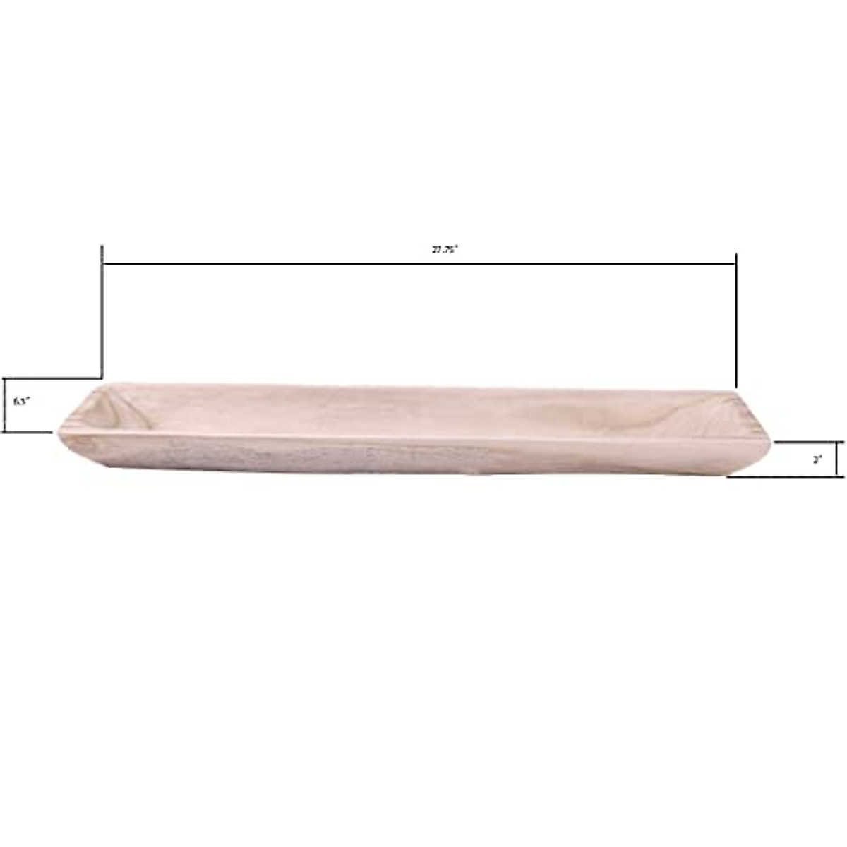 Uziass Wood Dough Bowl, 27.75” Hand Carved Wooden Dough Bowls for Decor Rustic Decorative Wood Dough Bowl Long Wood Dough Bowl for Dining Table Centerpiece Living Room Countertop Home Kitchen Decor