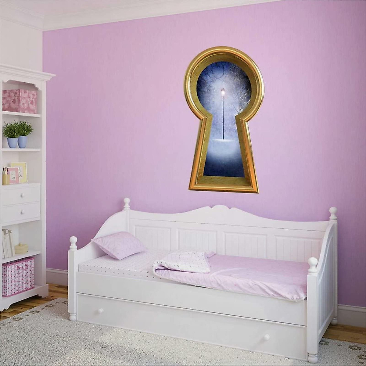 Narnia Lamp Post 3D Keyhole Wall Decal Removable Window Wall Sticker Mural for Childrens Nursery Room Decor Wall Mural Sticker wall art Removable Vinyl decals For Playroom Nursery,28'' pm429