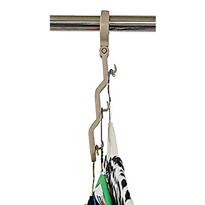 HOME-X Multifunctional Vertical Hanger, Closet Organizer, Space-Saving Shirt and Pants Hanger, Cascading Hooks for Hangers, 9 ½" L x 2" W x ¾ H, Set of 2, Black, Brown