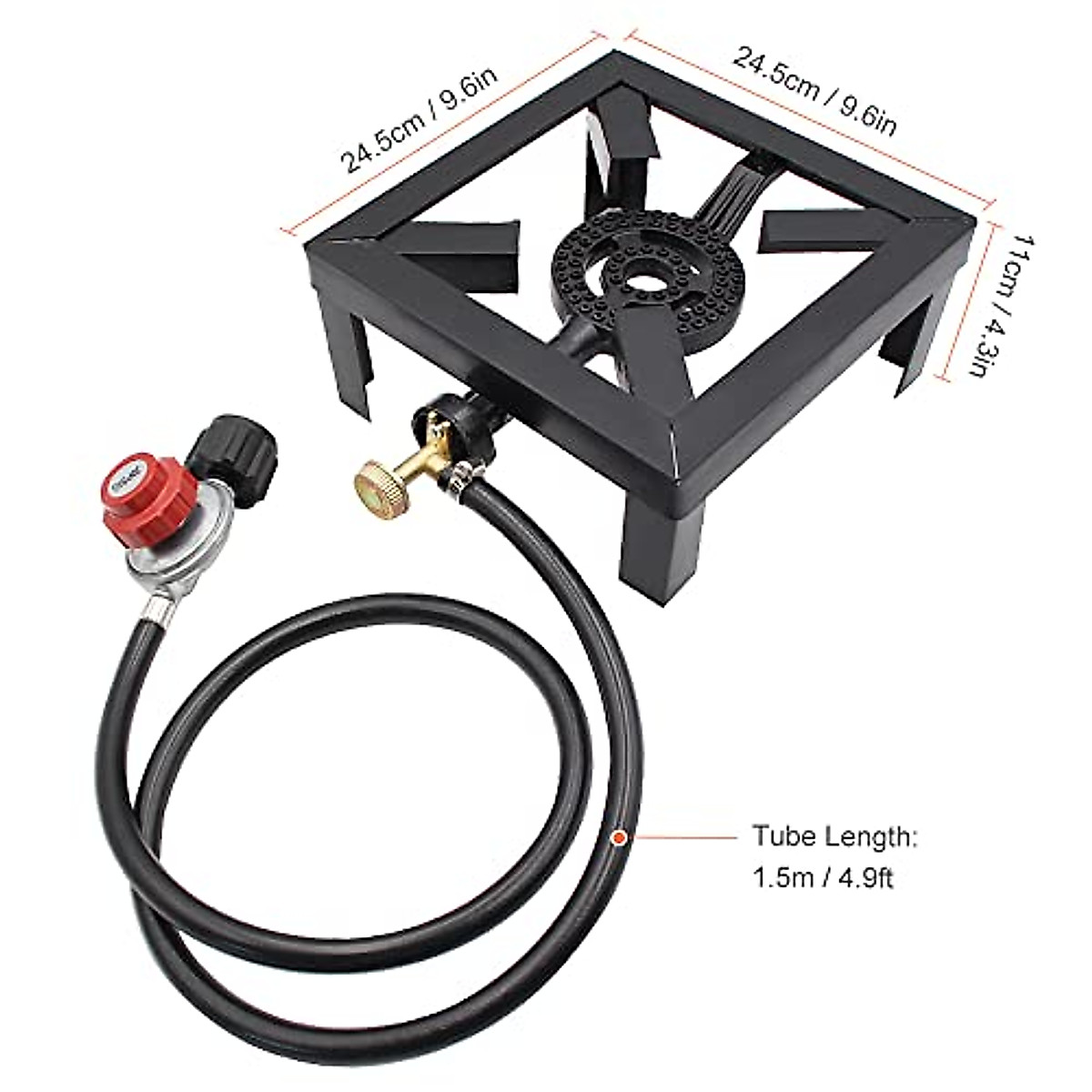 Taruor Heavy Duty Single Burner Stove ,8KW Gas Boiling Ring Cast Iron Burner Large LPG Stove Outdoor Cooker Iron Frame Portable Fire Control Stove