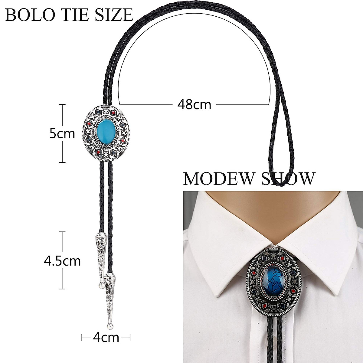 Jstyle 4Pcs Bolo Tie for Men Western Cowboy Leather Necktie Halloween Costume Accessories for Men Women
