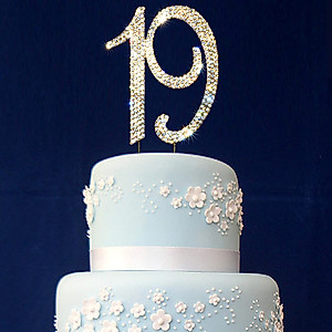 19 cake topper Premium Bling Rhinestone Diamond Gems for Birthday or Anniversary Party Decoration Ideas