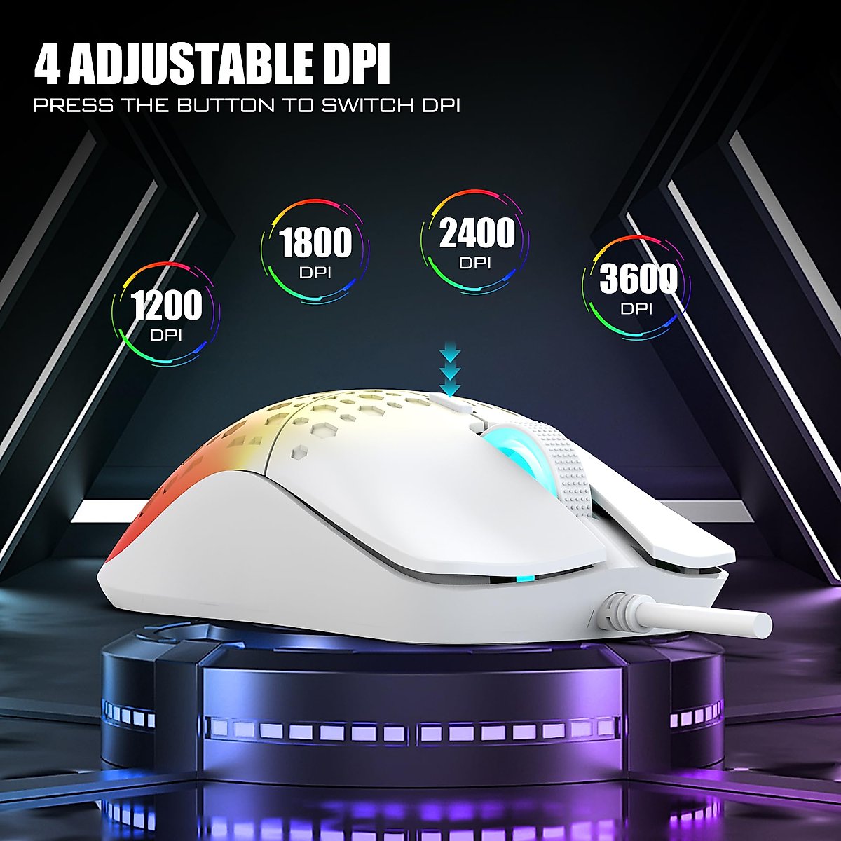 RedThunder M6 Gaming Mouse, RGB Backlight and Adjustable DPI, 6 Buttons, 69(±5)g Ultra Lightweight Honeycomb Shell Ergonomic Mice with High Precision Sensor for Laptop/PC/Mac/Windows, Gradient Orange
