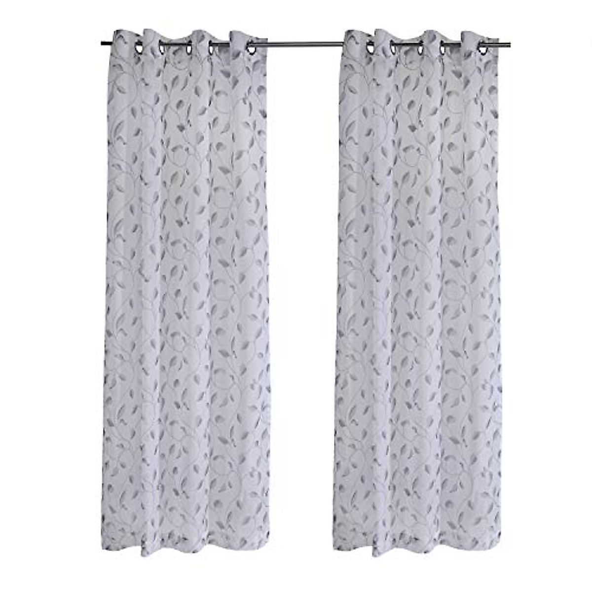 LOFT LIVING Tandem Leaf Indoor/Outdoor Grommet Curtain Panel 54" x 84" in Grey