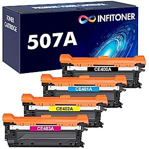 507A Toner Cartridge 4-Pack Compatible Replacement for HP 507A CE400A CE401A CE402A CE403A 507X CE400X Enterprise M551 M551n M551dn M551xh M570dn M570dw M575f Printer (Black Cyan Yellow Magenta)
