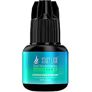 Stacy Lash Extra Strong Evolution Advanced Eyelash Extension Glue (0.17fl.oz/5ml)/ 1Sec Dry /6Weeks Retention/Black Adhesive/Professional Supplies