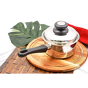 Tuxton Home Reno 1 Quart Covered Saucepan; Stainless Steel, PFTE & PFOA Free, Freezer to Oven Safe, Induction Compatible