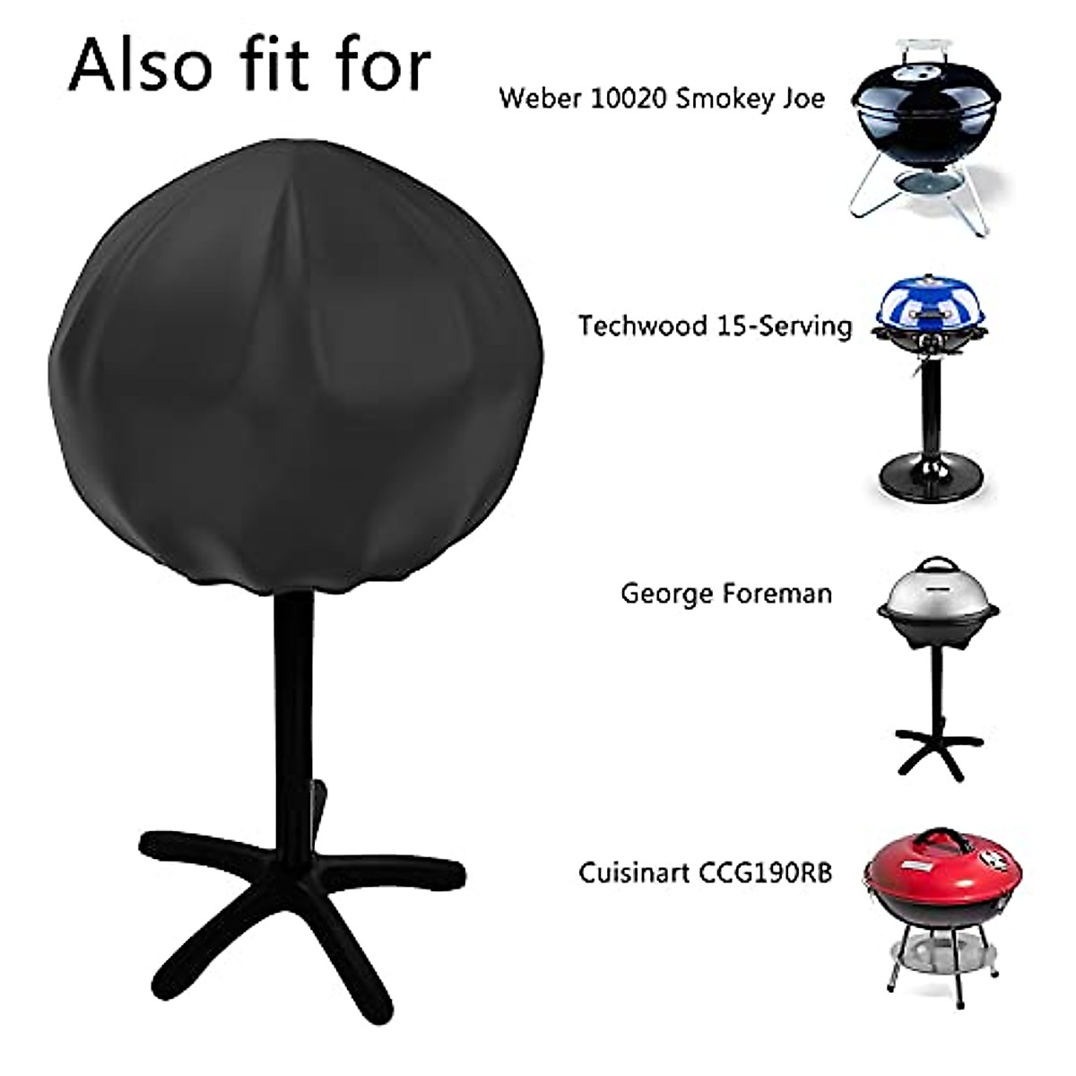 Nomiou Grill Cover for George Foreman GGR50B and Weber Jumbo Joe Charcoal Grill 18" Indoor and Outdoor Electric Grill, Easy Take Off Handle Design