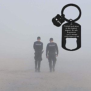Police Officer Gift Protect And Serve Be Safe And Come Home To Me Keychain Cop Gift For husband Police Graduation Gift (Protect Serve-black Key)