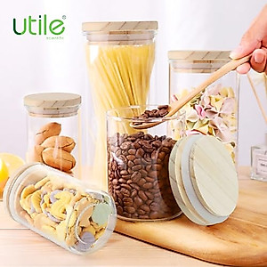 Utile Set of 4 Thick Glass Food Jar Set with Lid, 2 Pcs Vol.630ml/21.3oz, 2 Pcs Vol.1410ml/47.7oz, Glass Airtight Food Storage Canisters for Cookie, Pasta, Coffee Beans, 4045.2004.1