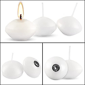 fclayvts 100 Pieces 1.75 Inch Unscented Floating Candles for Centerpieces, Floating Pool Candles Round Burning Candles Decor for Wedding Party Swimming Pool Bathtub Dinner Party Favor (White)