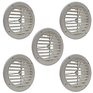 RecPro RV AC Vent 5" Side Vent | Optional Charcoal Filter | White | Camper AC Vent (5 Pack, No Charcoal Filter)